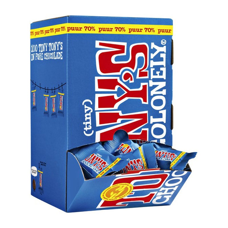 Tiny Tony's Chocolonely 100 stuks puur – FairTrade Webshop